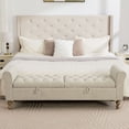 S-HOME Minimalist Large Storage Bench With Rolled Armrest In Napped ...