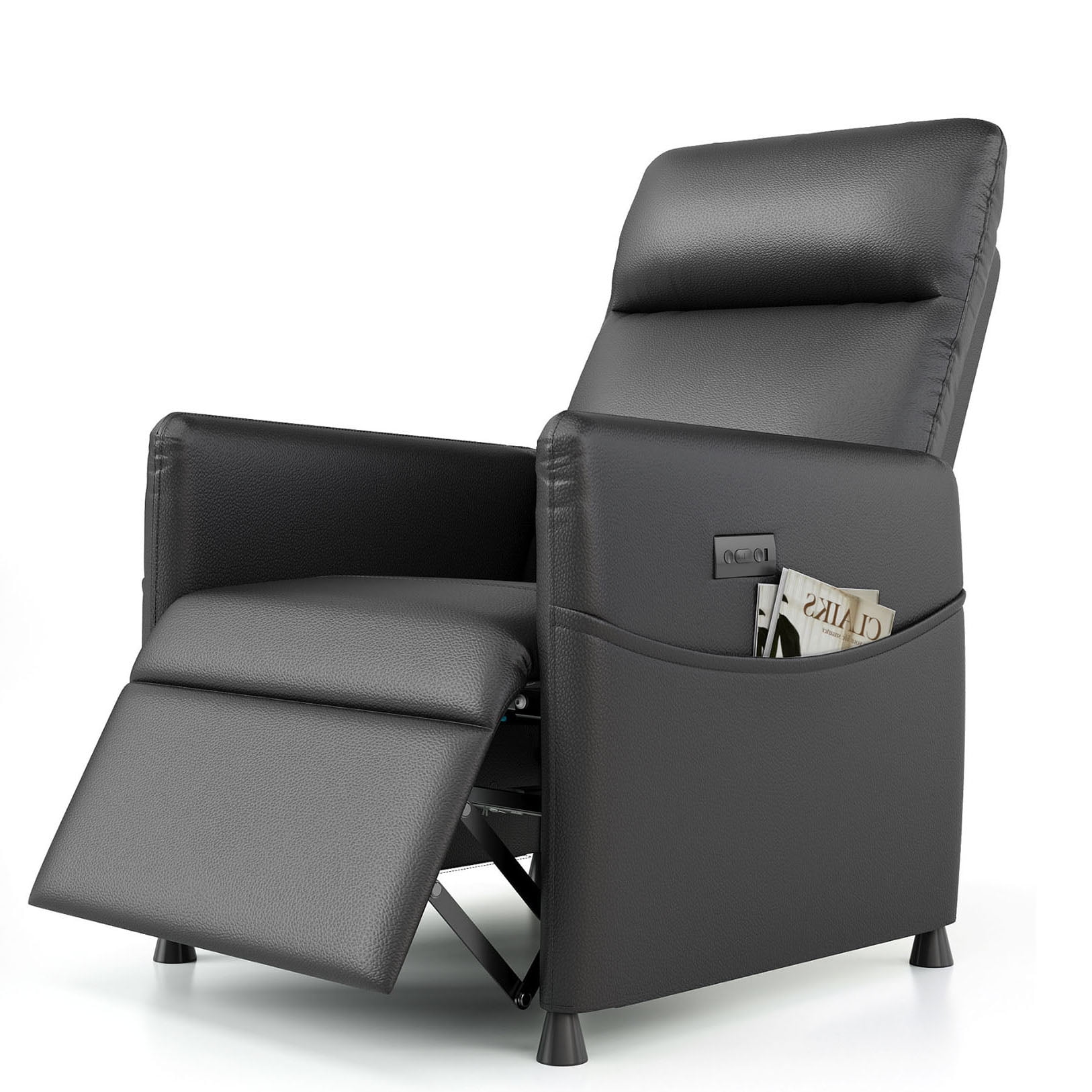 S-HOME Modern Power Recliner Sofa Velvet with Adjustable Backrest and ...