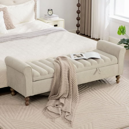 Neva Mid-Century Bedroom Genuine Leather Bench in Cognac Tan - Walmart.com