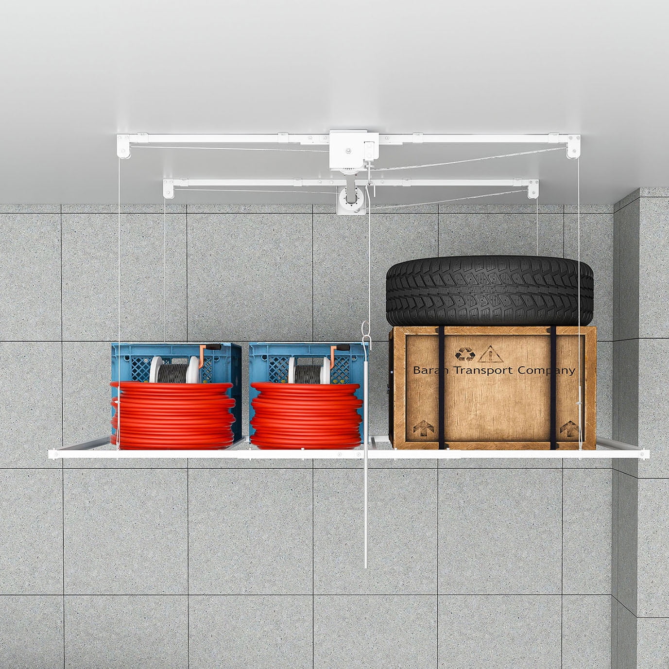 S-HOME Overhead Garage Storage Rack 3x6 FT, 270LBS Capacity, Crank-Down System for High Ceilings ...