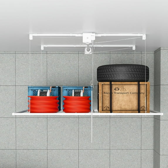 S-HOME Overhead Garage Storage Rack 3x6 FT, 270LBS Capacity, Crank-Down ...