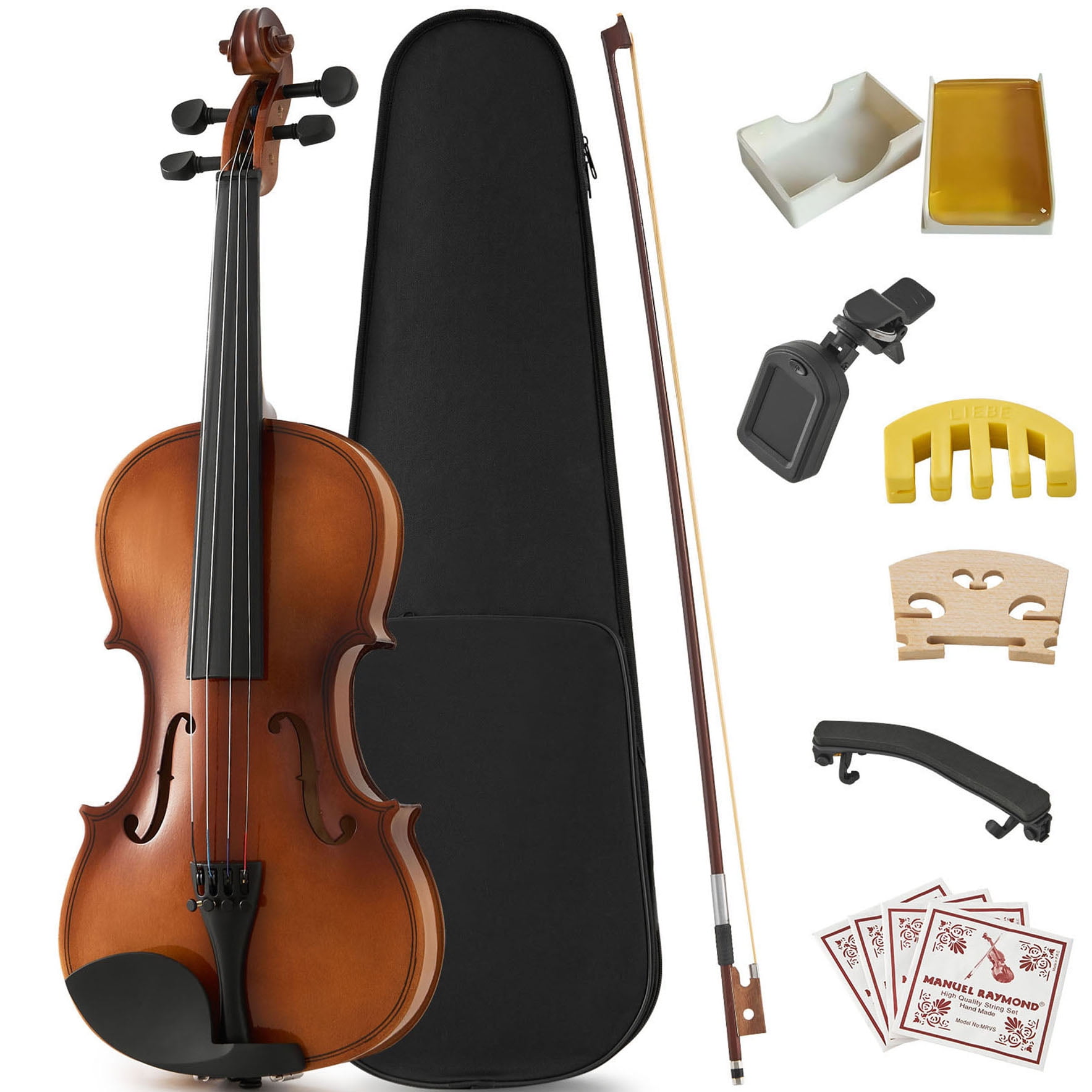 S-HOME Professional 4/4 Full Size Brown Violin Set - Lightweight Design ...
