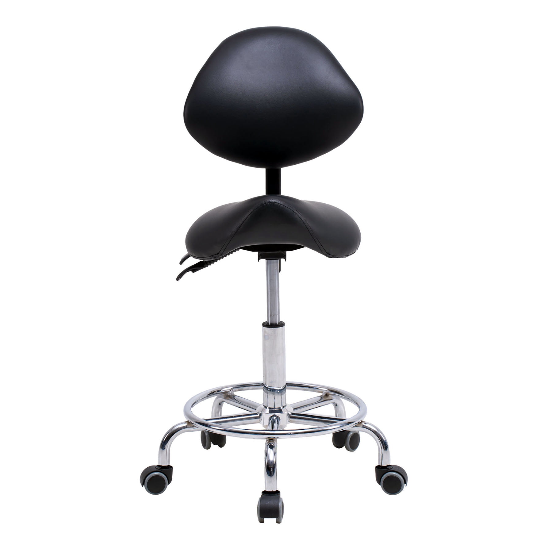 S-HOME Saddle Stool Chair with Backrest Swivel Hydraulic Ergonomic Tilt ...