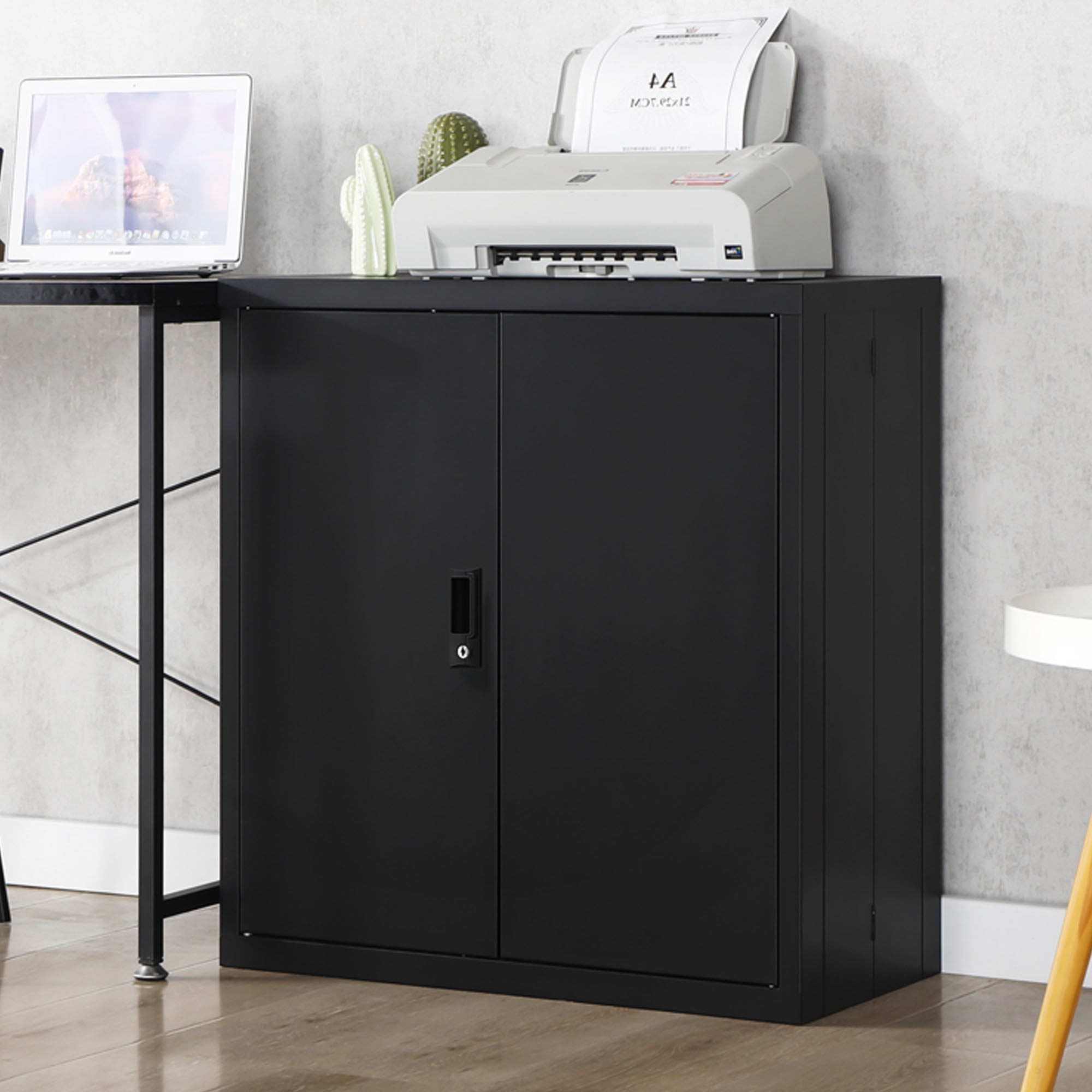S-HOME Storage Cabinet with Door Locks and Two Adjustable Shelves Great ...
