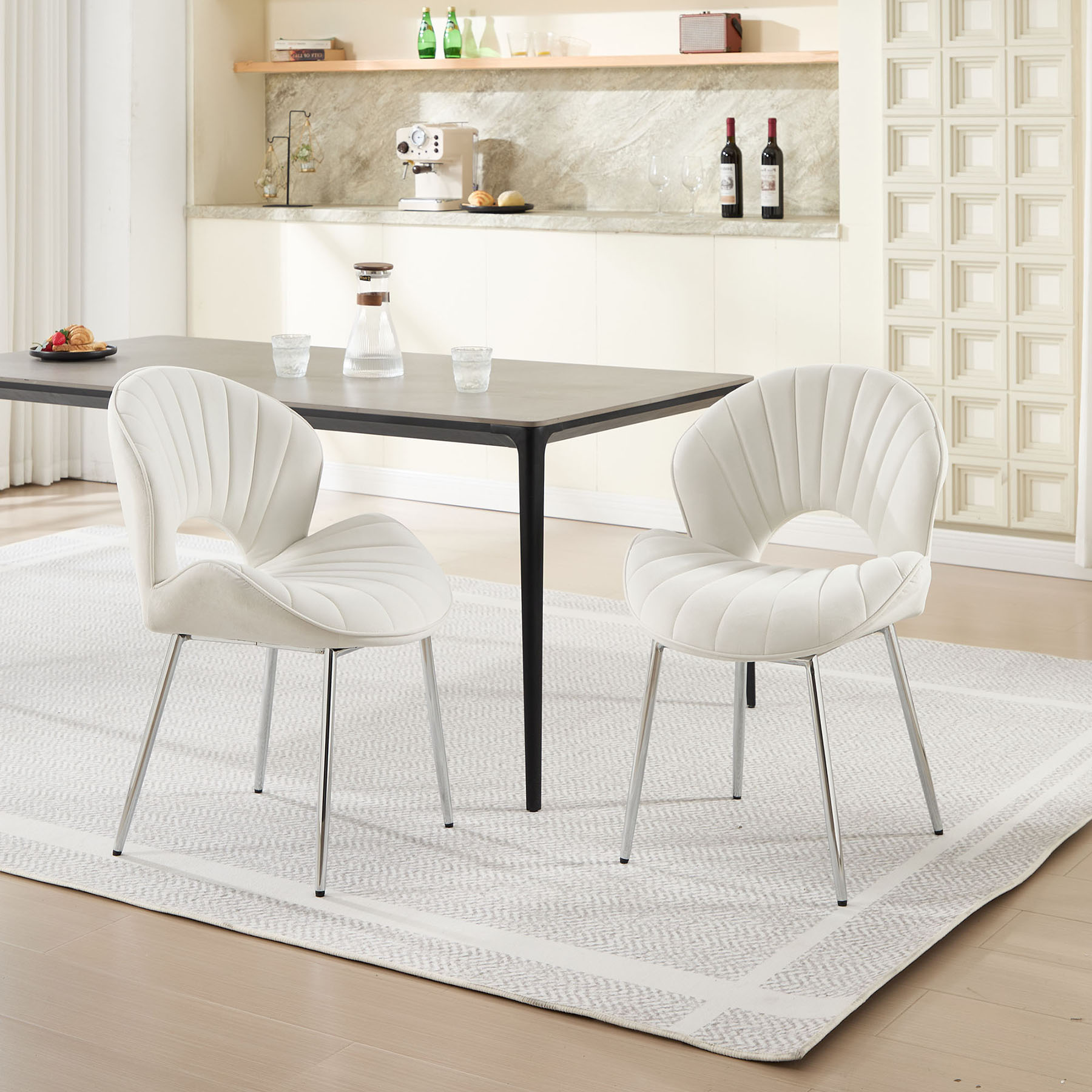S-HOME Velvet Chairs Set of 2 Featuring 21.6-Inch Enlarged Seat And ...