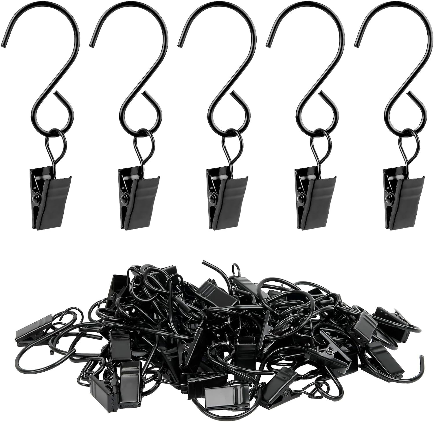 S Hook Curtain Clips, 50 Pack 304 Stainless Steel Hanging Party String ...