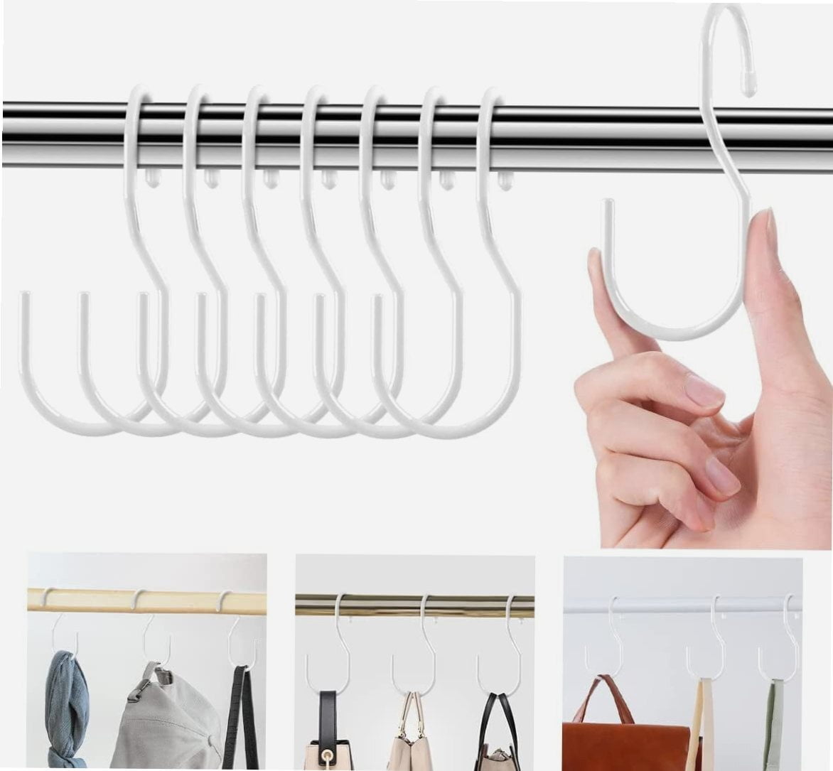 S Hooks Twist Design Bag Hanger ,Closet Rod Hooks for Hanging Handbags ...