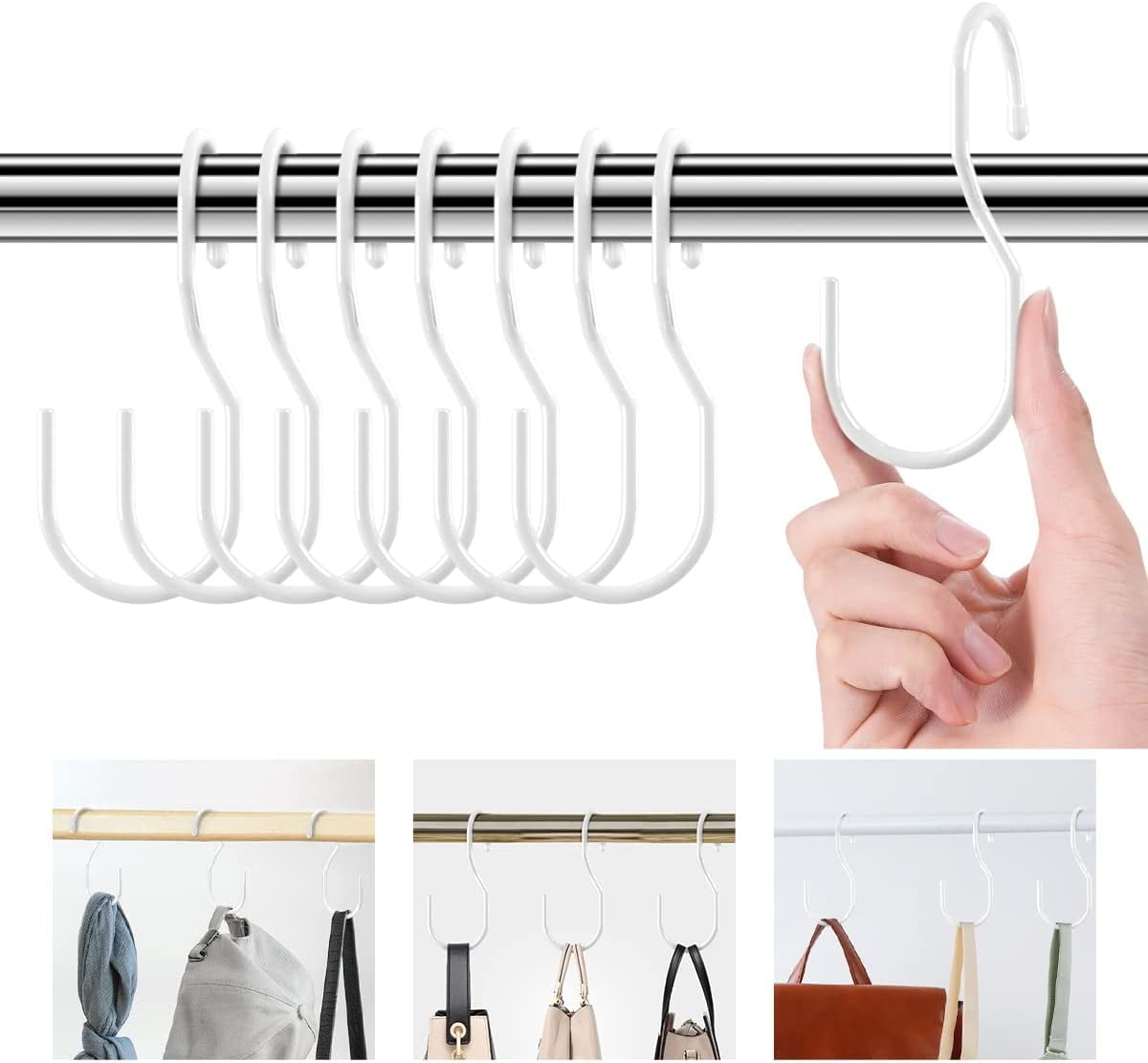 S Hooks Twist Design Bag Hanger ,Closet Rod Hooks for Hanging Handbags ...