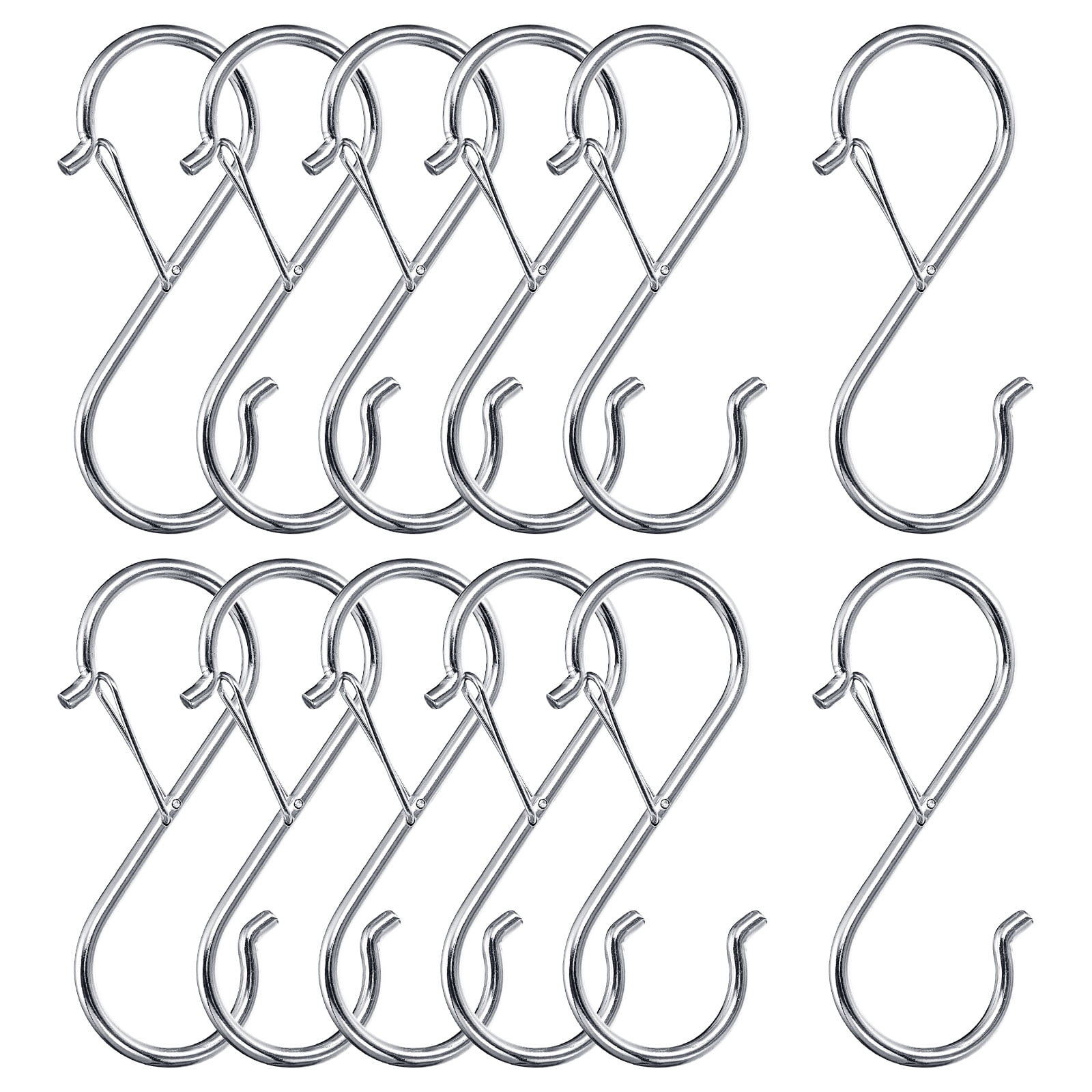 S Hooks for Hanging, 12Pcs 3.5 Inch - Metal S-Shaped Hooks with Safety ...