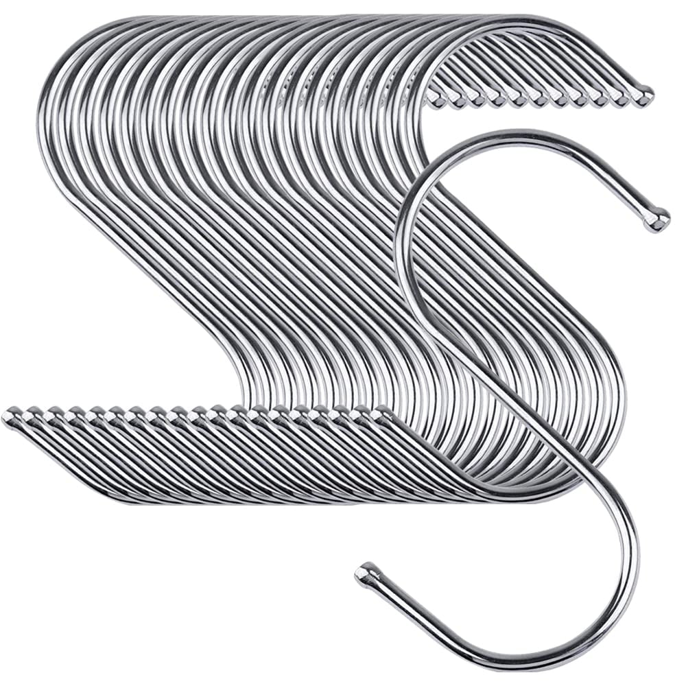 S Hooks for Hanging, 20-Pack S Shaped Hook Heavy Duty Hanging Hooks for ...