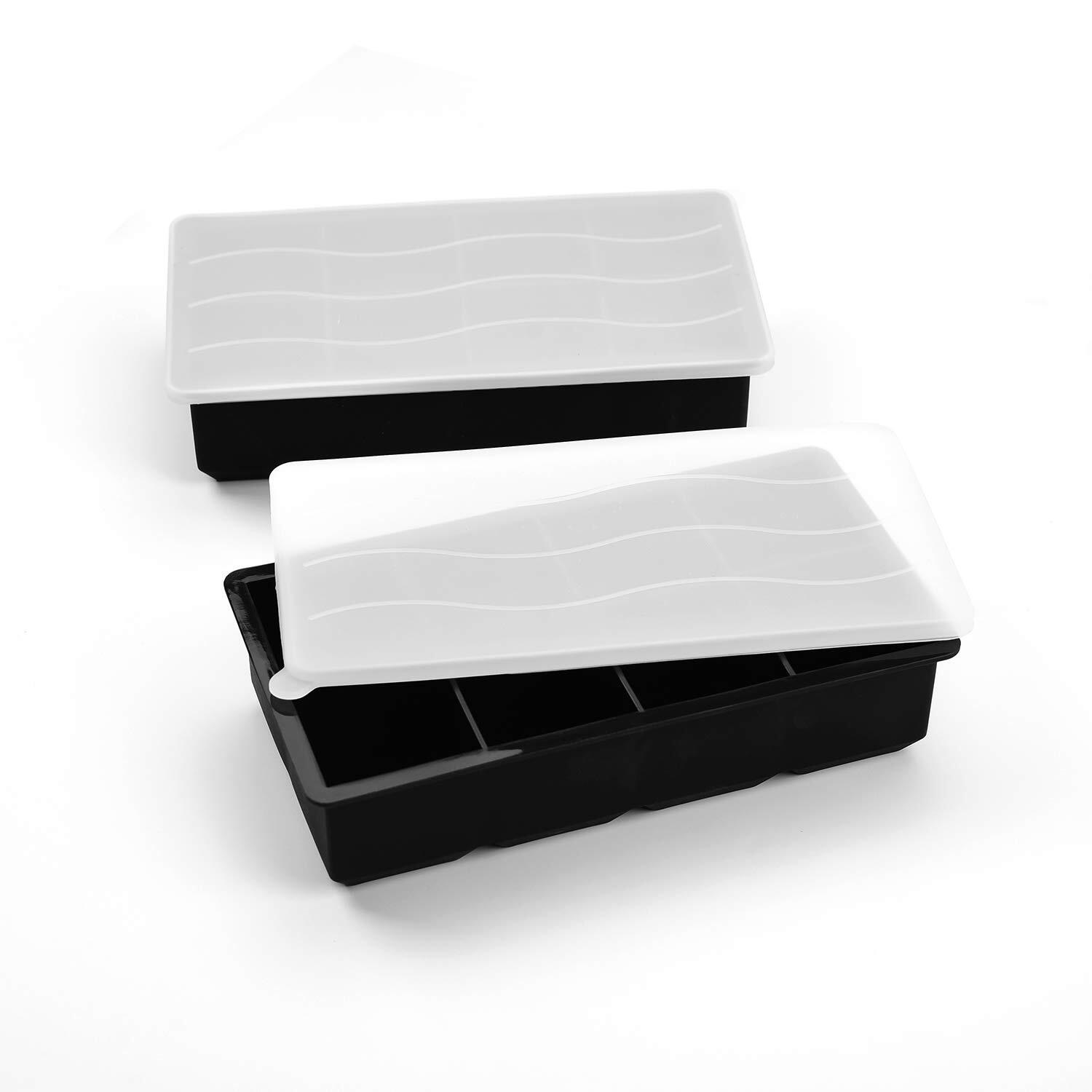 S Ice Cube Trays Large Size Silicone Square Ice Cube Molds for making 8 ...