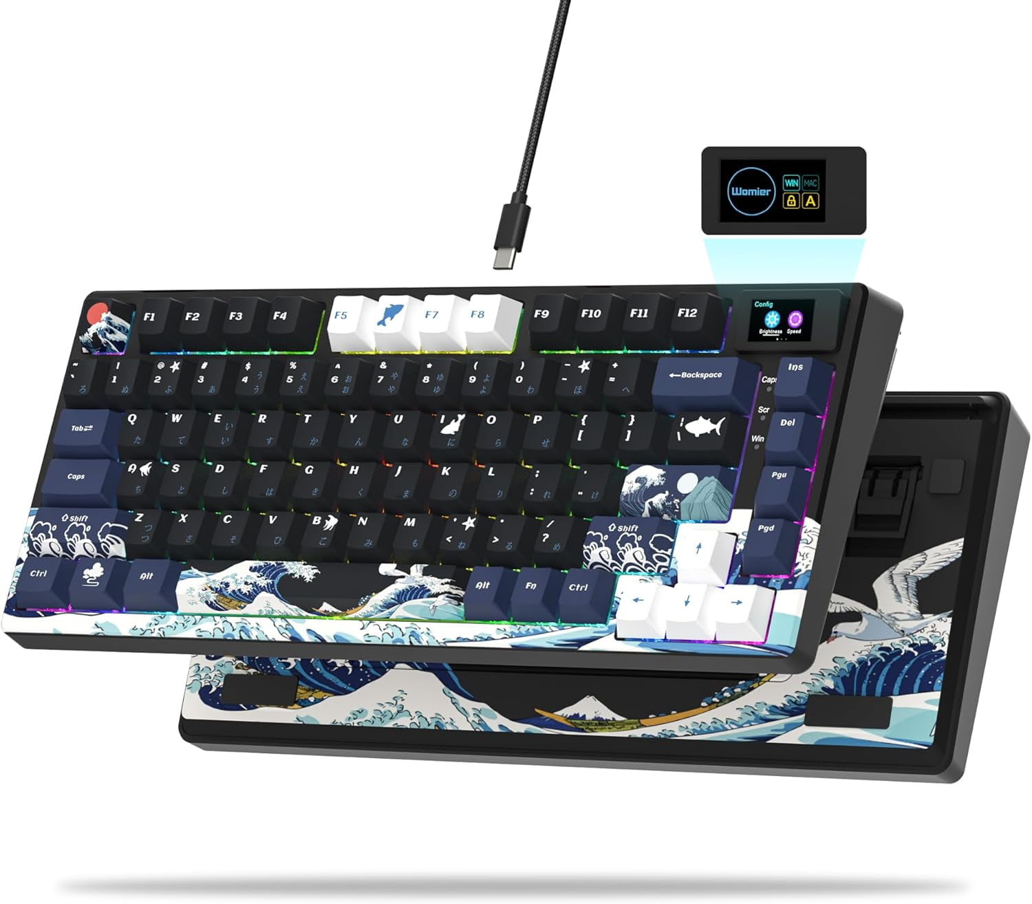 S-K80 75% Keyboard with Color Multimedia Display Mechanical Gaming ...
