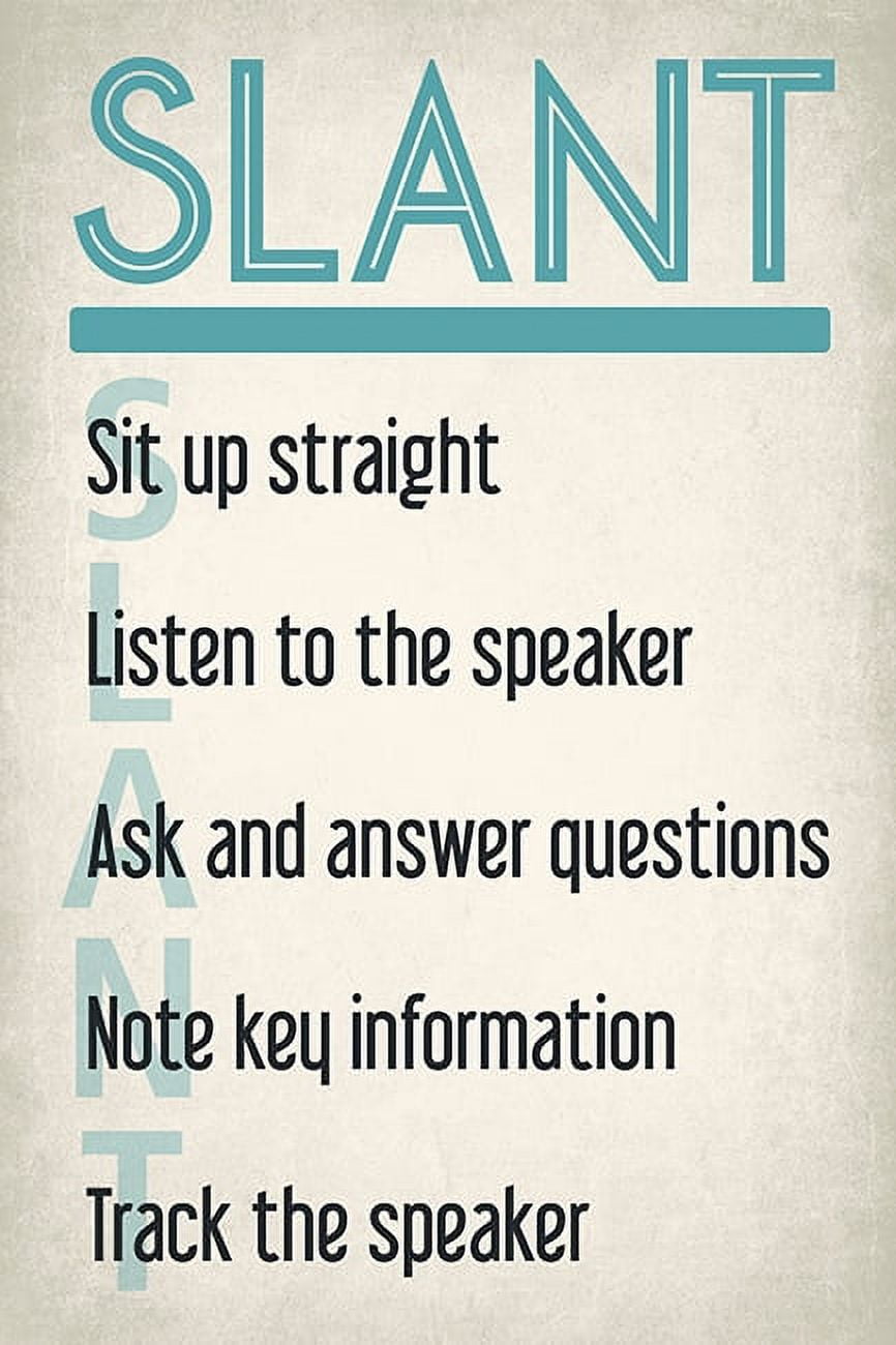 S.L.A.N.T., classroom motivational poster - Walmart.com