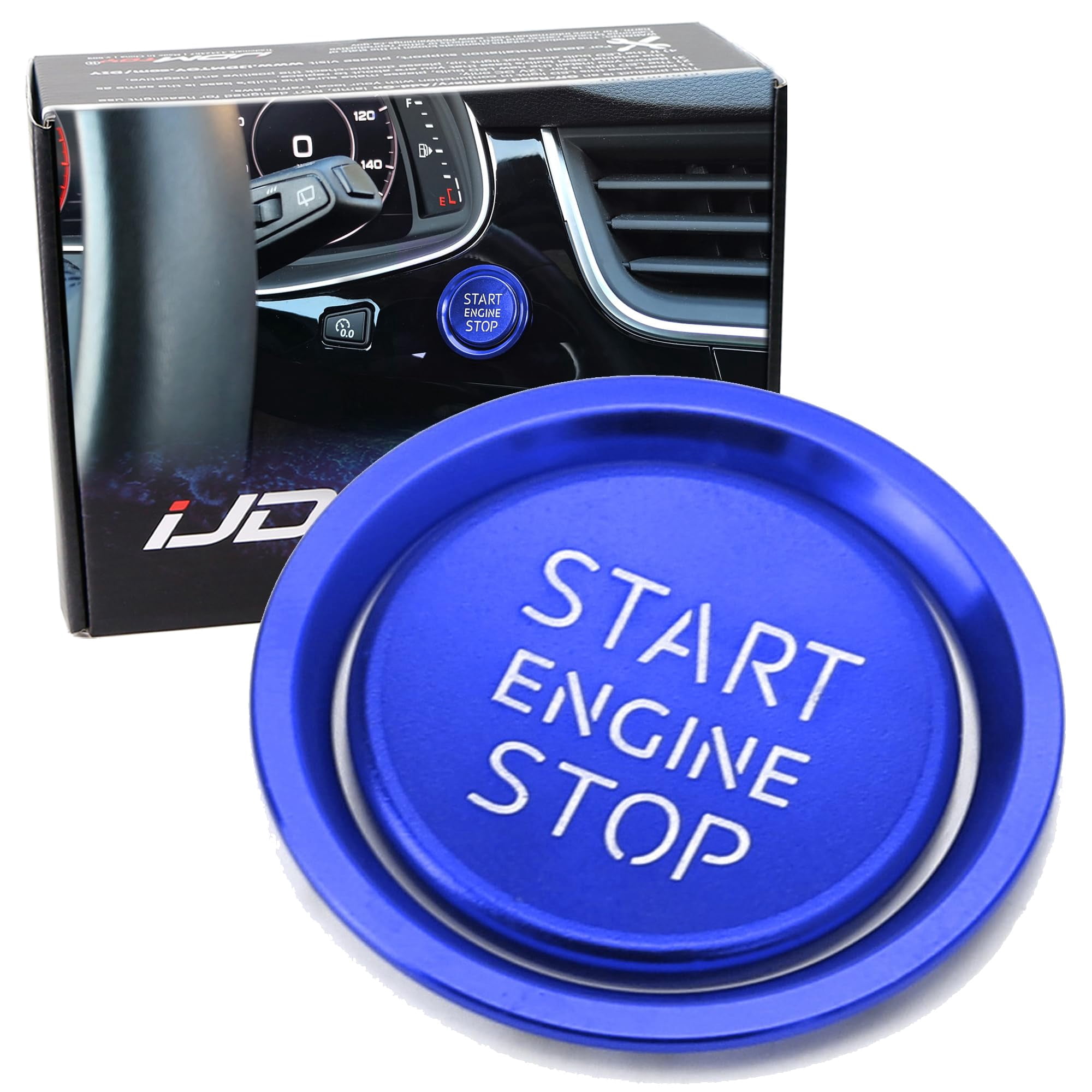S-Line RS Style Blue Aluminum Keyless Engine Push Start Button w ...