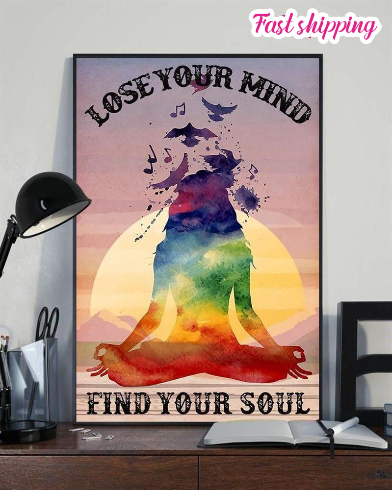 S Lose Your Mind Find Your Soul Girl Yoga Vintage Home poster Wall Art ...