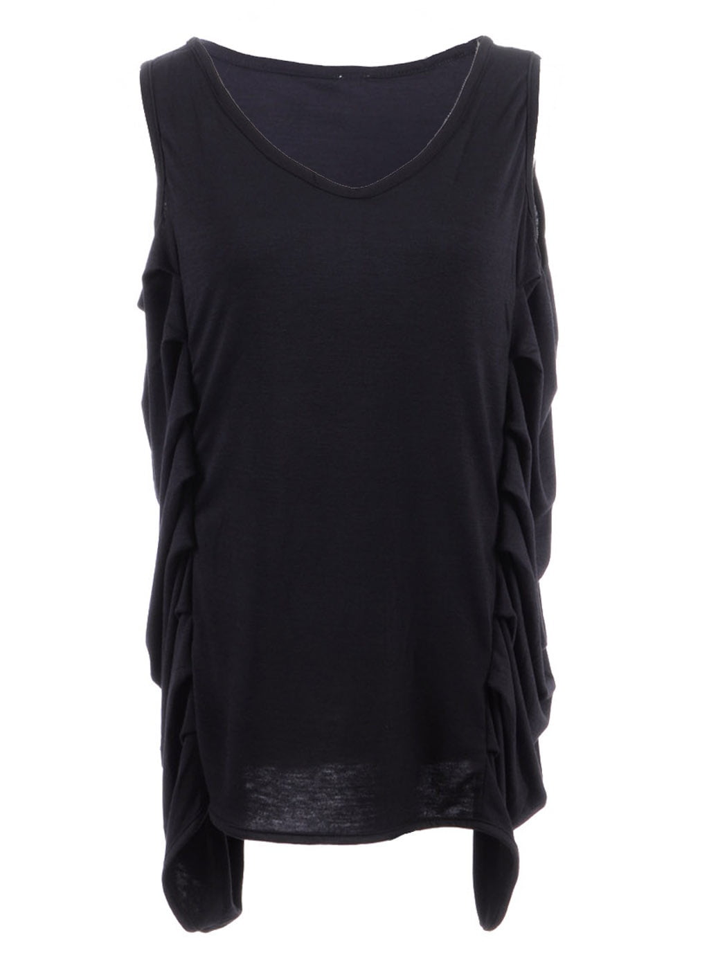 S/M Fit Black Drooping Side Ruche Drape Side Detail Tunic Muscle Top ...