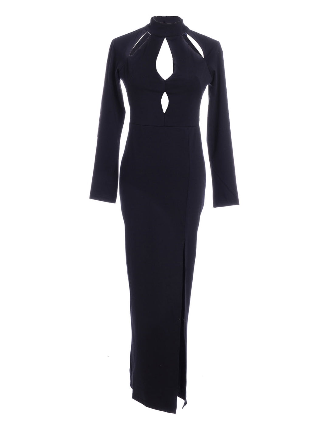 S/M Fit High Neck Collar Sexy Cut Outs Thigh High Side Slit Dress ...