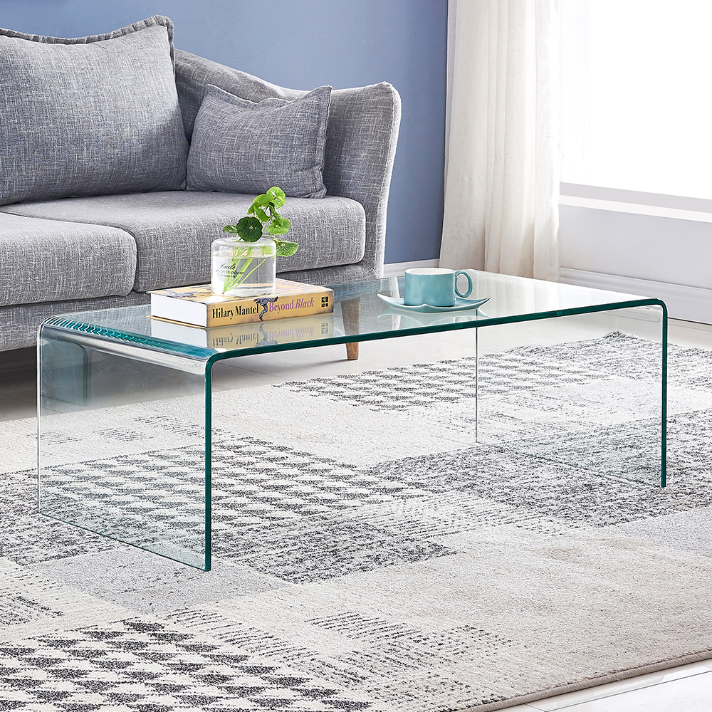 ALPULON Tempered Glass Coffee Table Oval 3-Tier Steel Tea Table for ...
