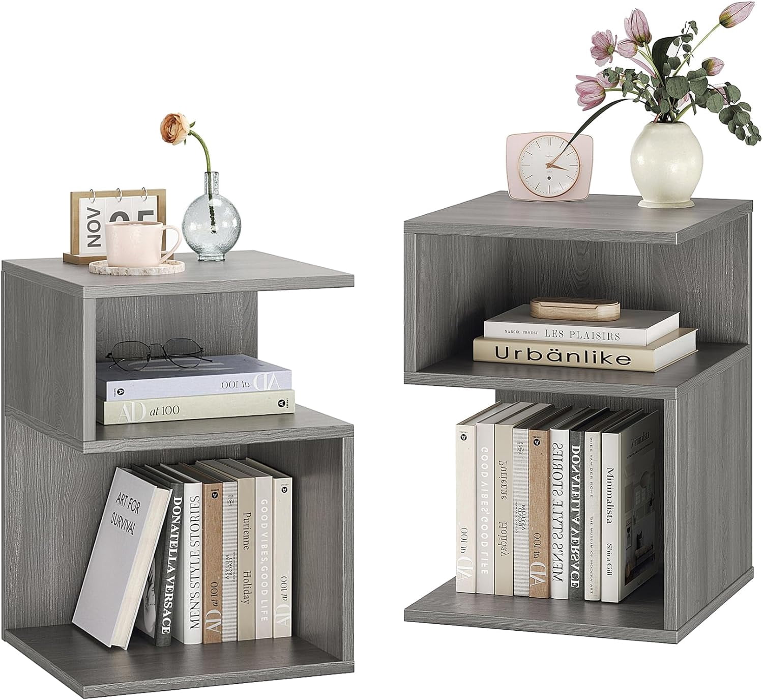S Minimalist 3 Tier End Table - Minimalist 3-Tier Wood Nightstand for ...