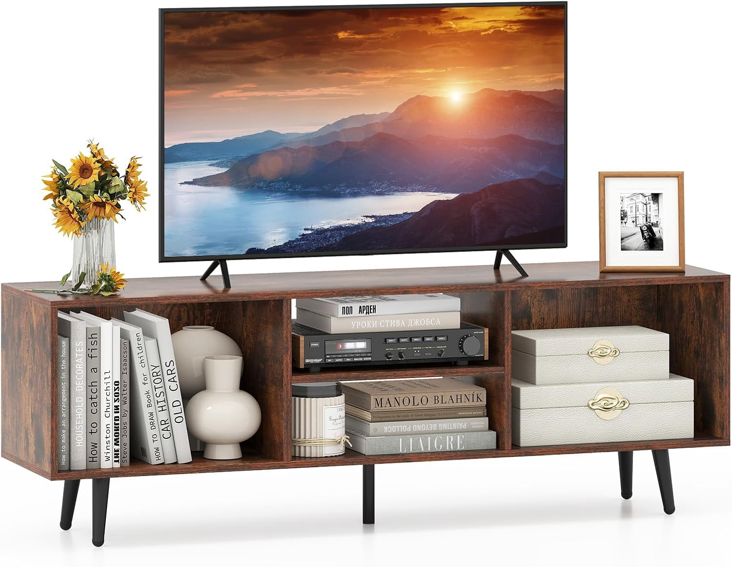 S Modern TV Stand for 55-Inch TV, 47.5” TV Console Cabinet with ...