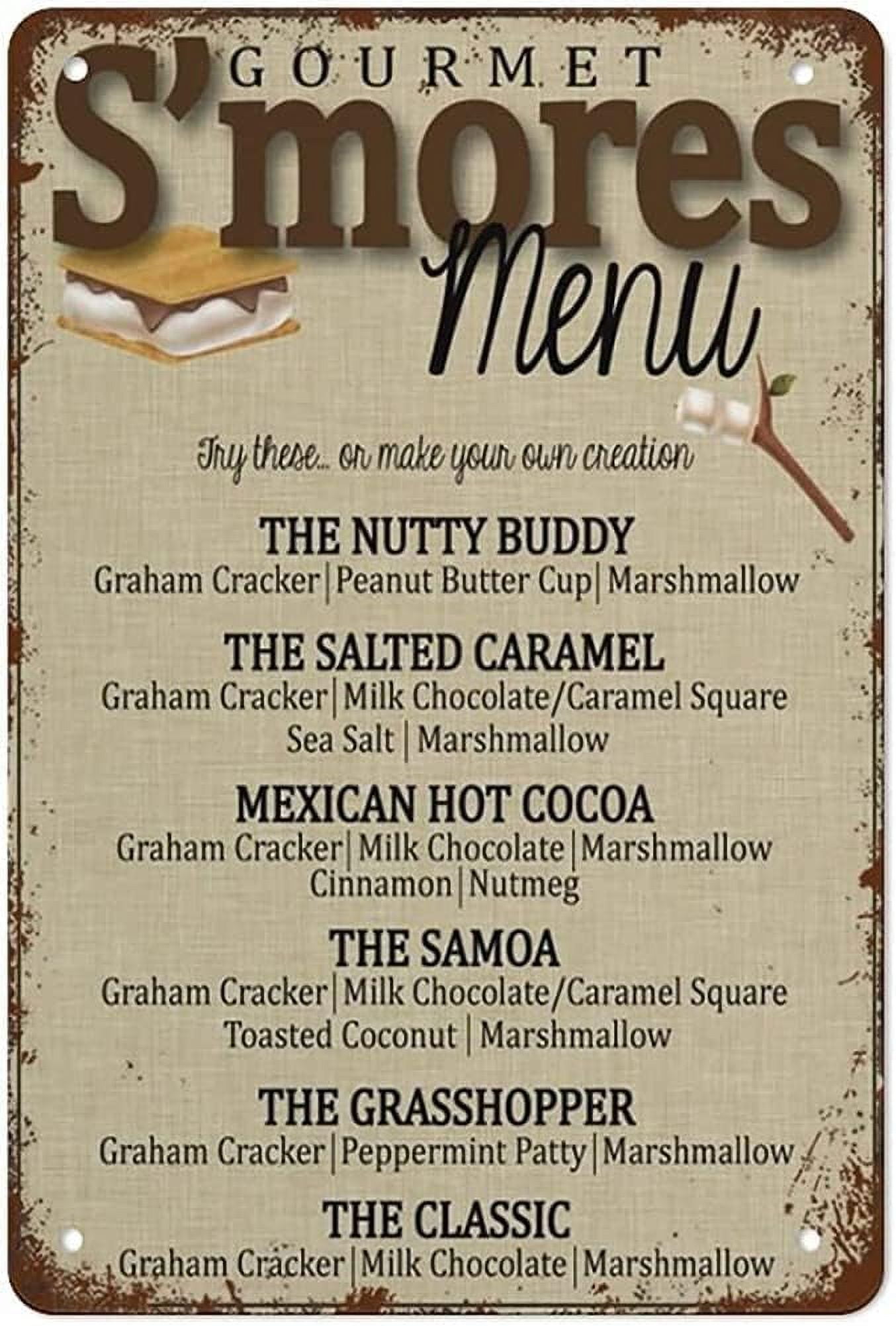 S'Mores Bar Menu,S'Mores Sign,Camping Party,S'Mores Wedding Bar Vintage ...