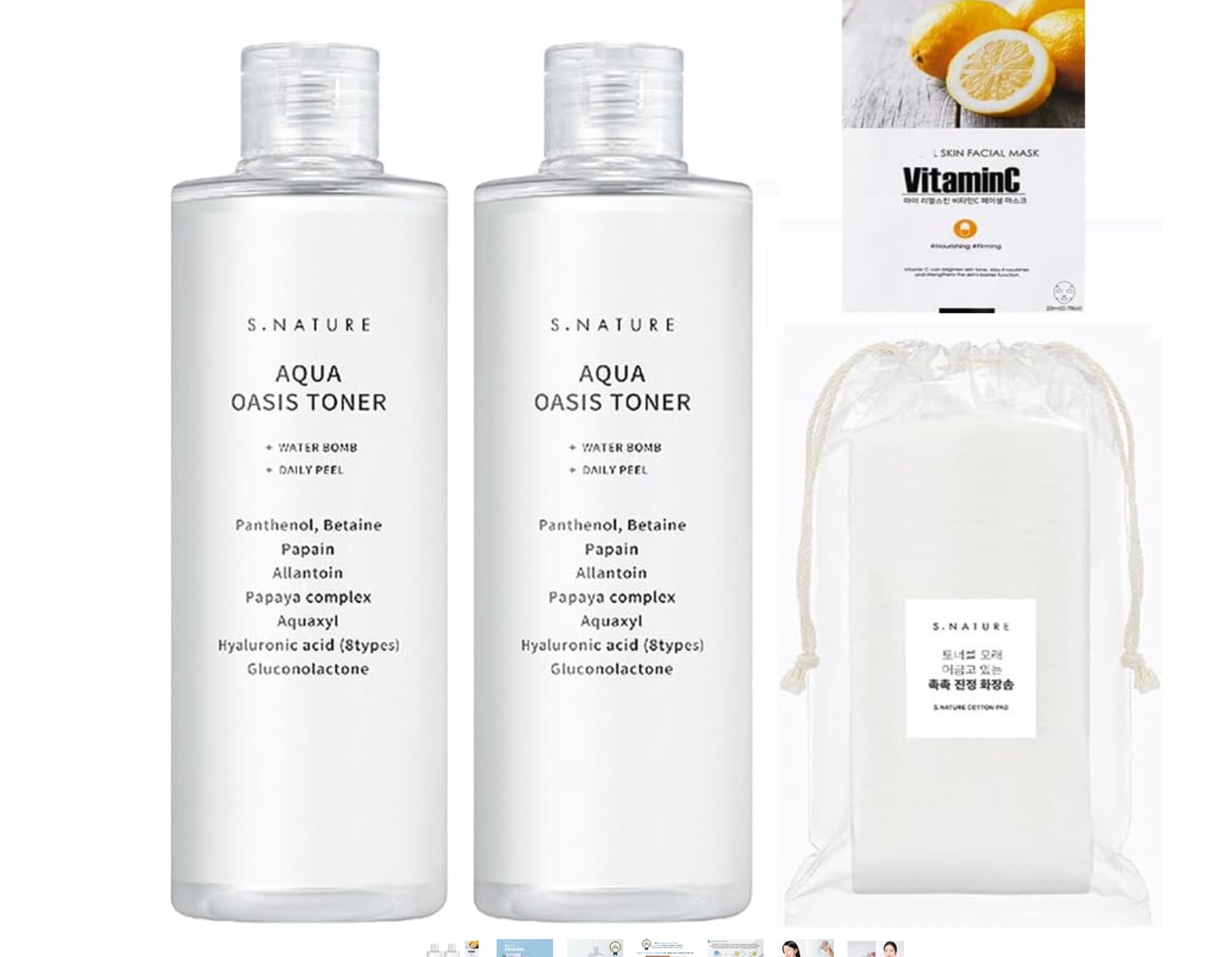 S Nature Toner, S Nature Aqua Oasis Toner 300ml + 300ml / 20.28 Fl Oz, S Nature Premium Cotton ...