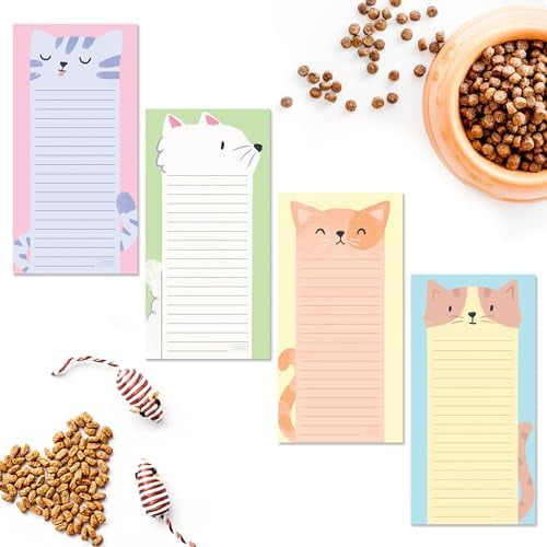 S&O Magnetic Notepads for Refrigerator 4 Pack, Sticky notes for Fridge ...