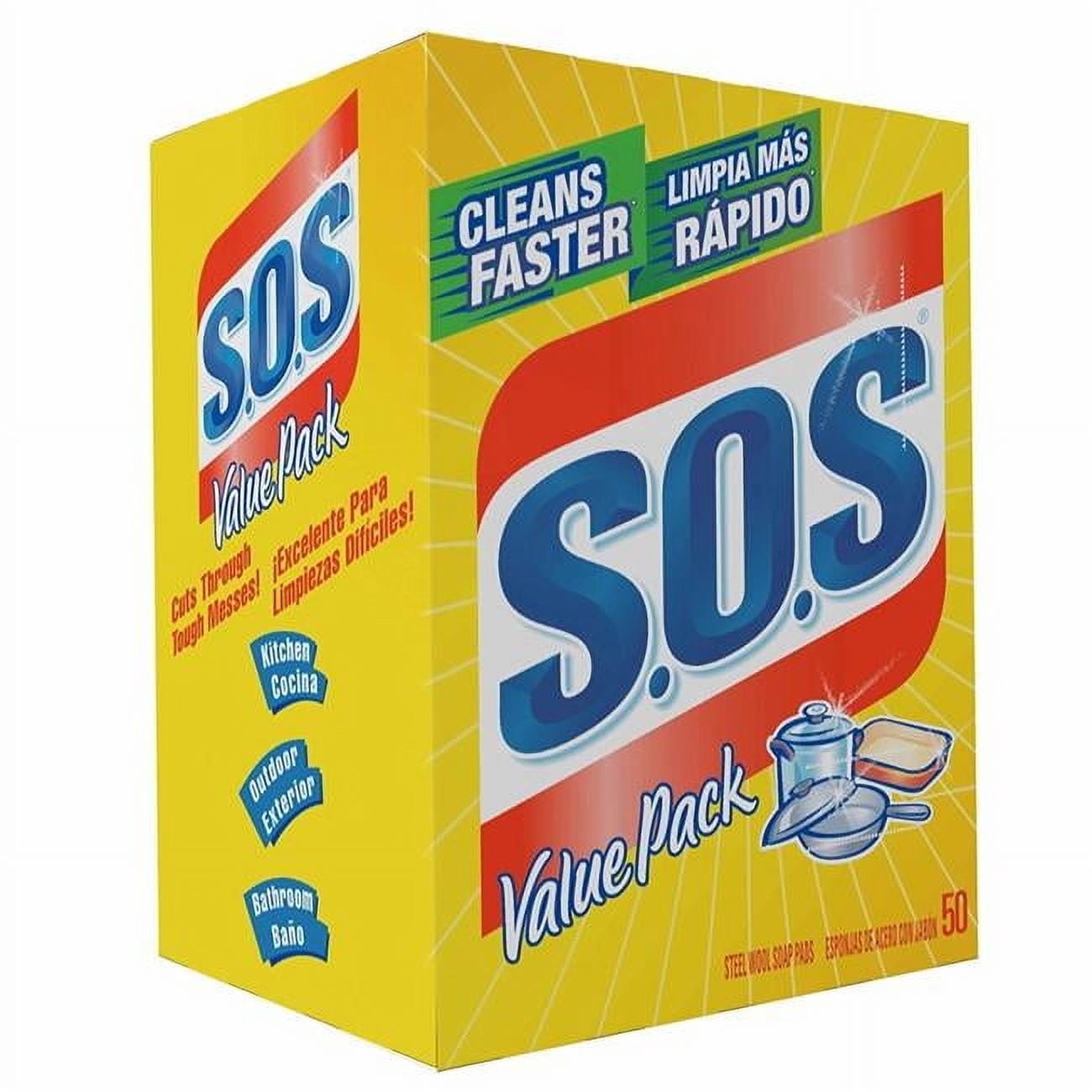 SOS Steel Wool Soap Pads, 50 Count, 98014, Scouring Pads for Tough ...