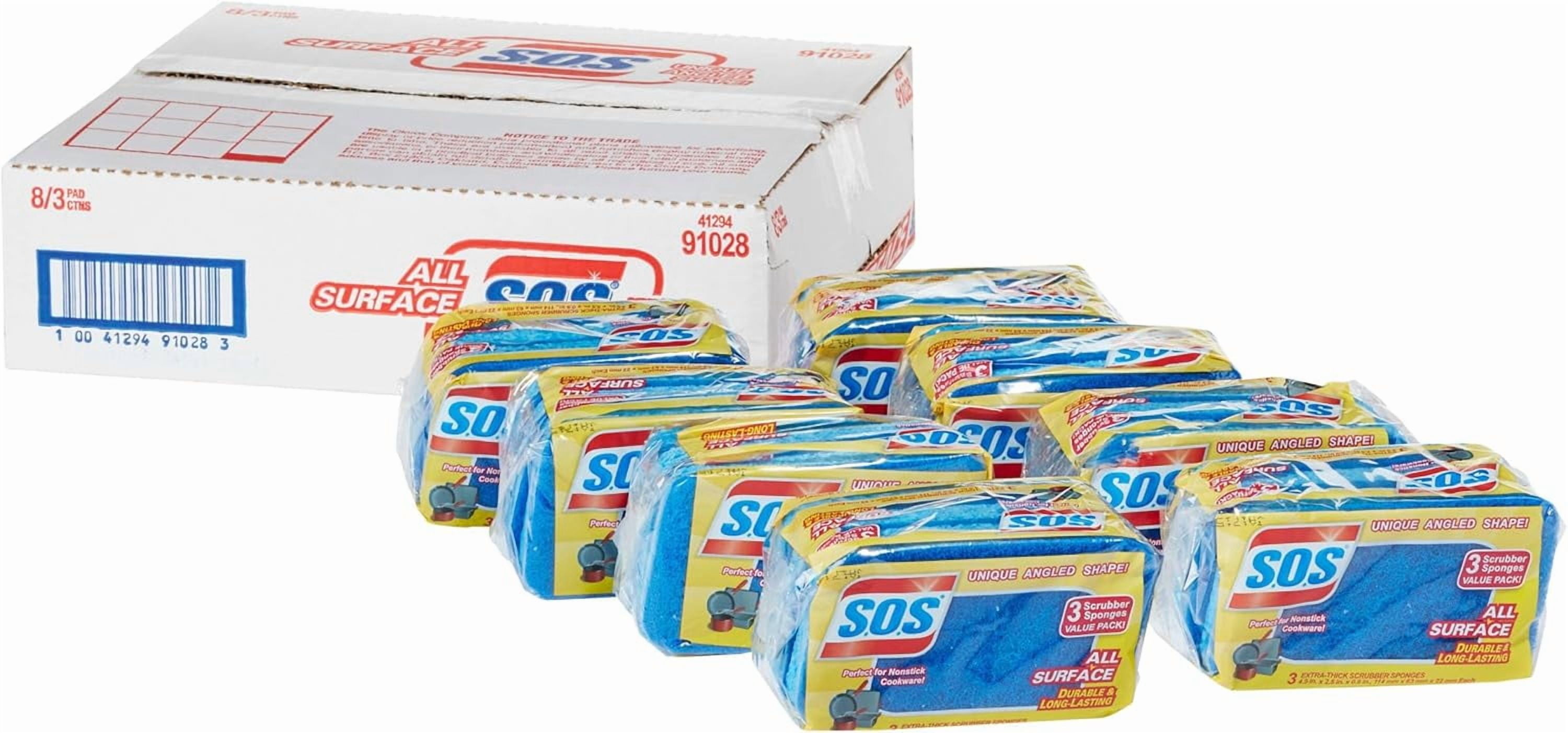 S.O.S All Surface Scrubber Sponge, 3 Count, Pack of 8 - Walmart.com