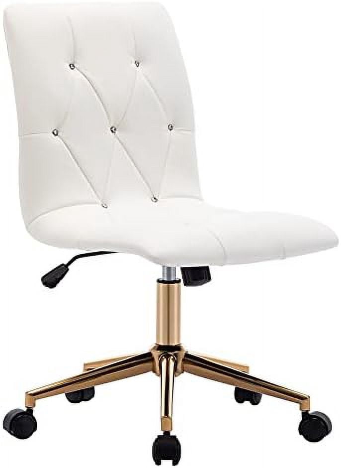 Modern Home Office Chair,PU Leather Task Cute White Desk Chair with ...