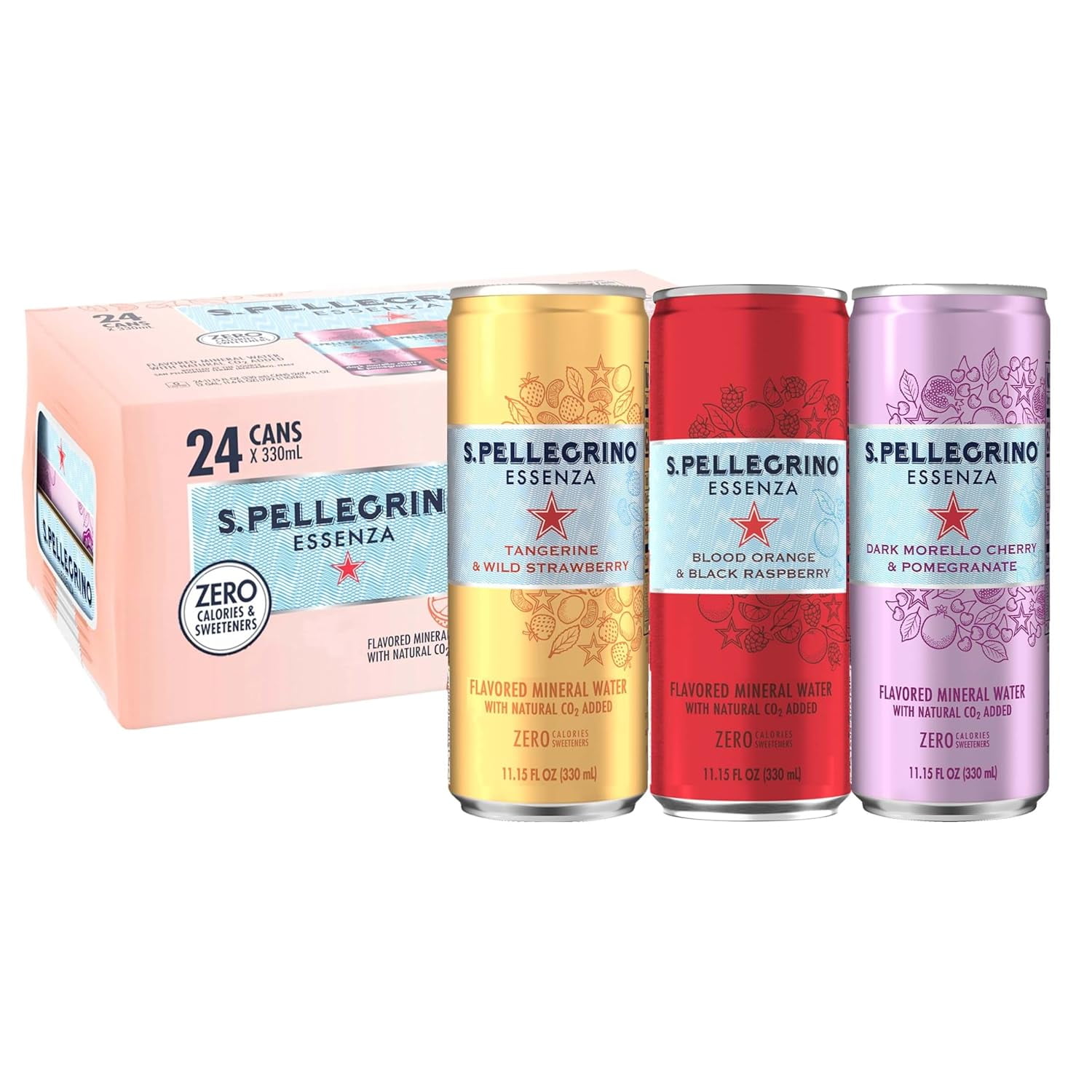 S.Pellegrino Essenza Flavored Mineral Water, Variety Pack Cans, 11.15 ...