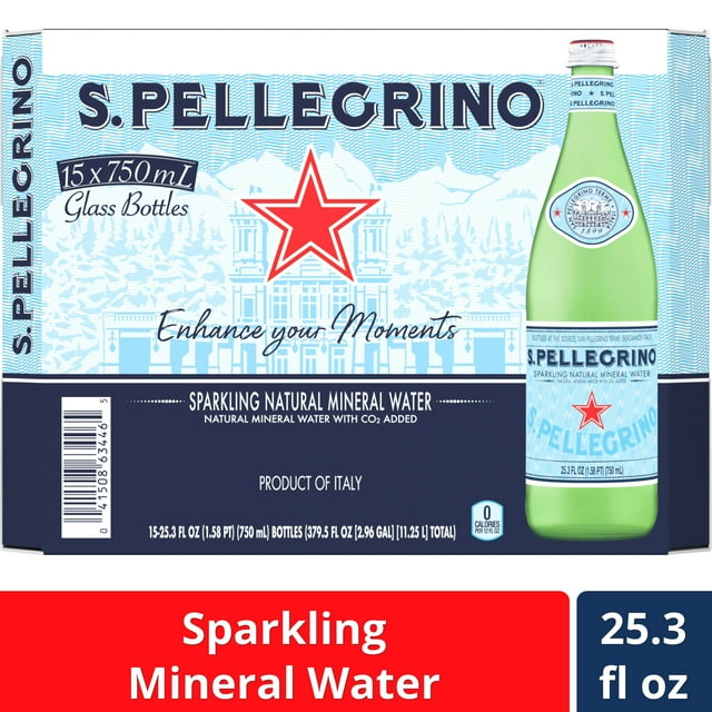 Free Shipping! S.Pellegrino Sparkling Natural Mineral Water, 15 Pack of Glass Bottles 379.5 fl ...