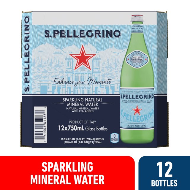 S.Pellegrino Sparkling Natural Mineral Water, 303.6 fl oz, 12 Pack Glass Bottles - Walmart.com