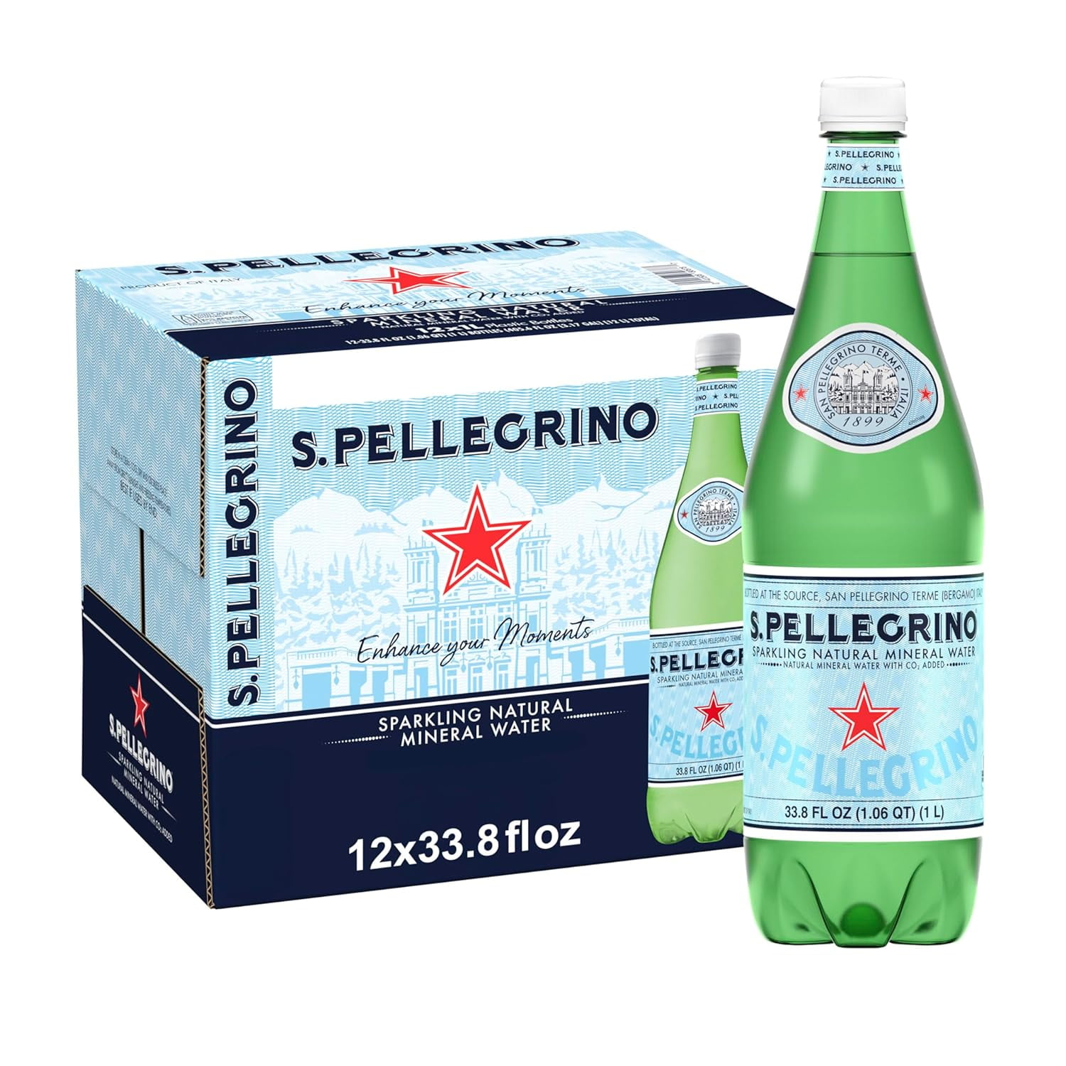 S.Pellegrino Sparkling Natural Mineral Water, 33.8 fl oz. Plastic Bottles (Pack of 12) - Walmart.com