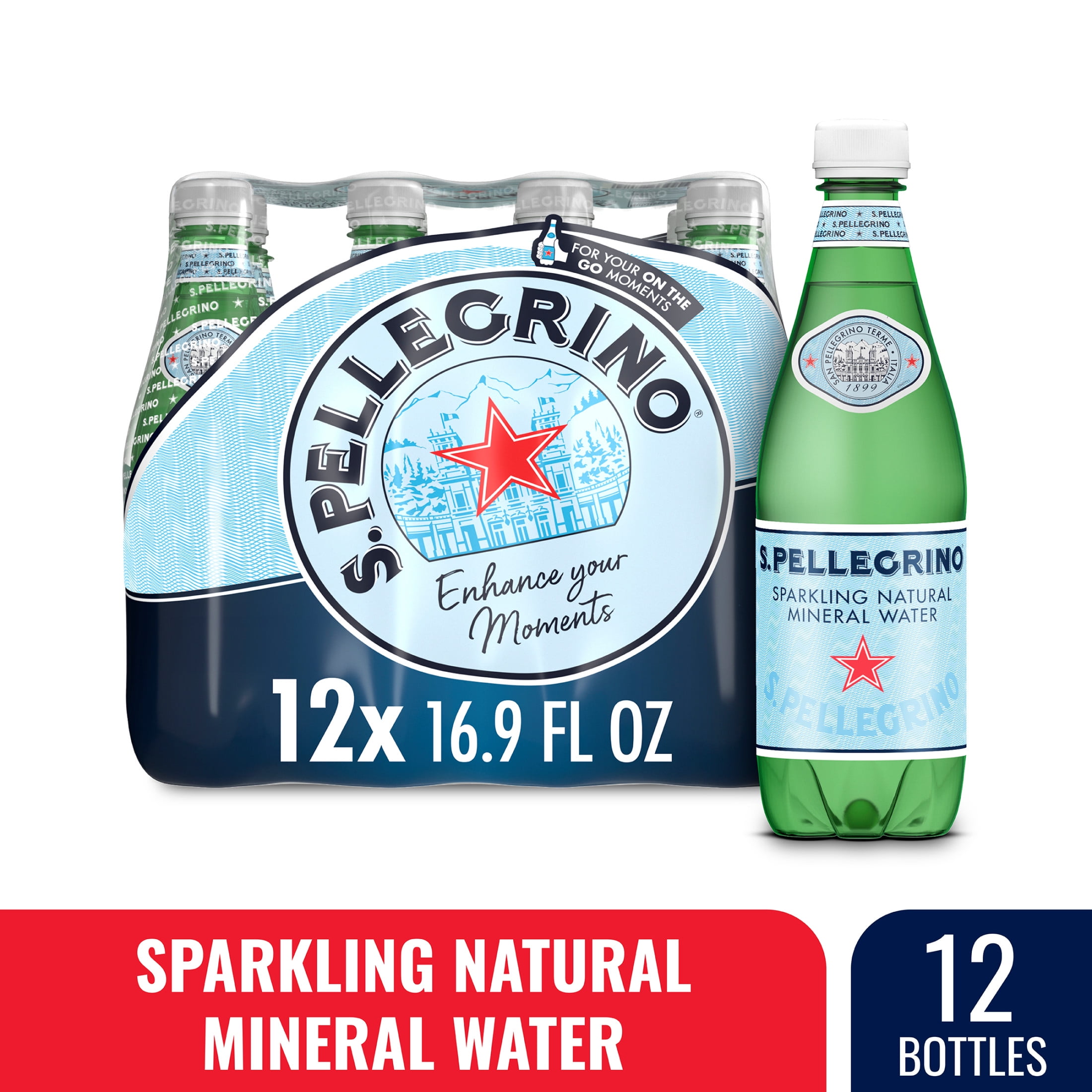 S.Pellegrino Sparkling Natural Mineral Water, Unflavored, 202.8 fl oz, 12 Pack - Walmart.com