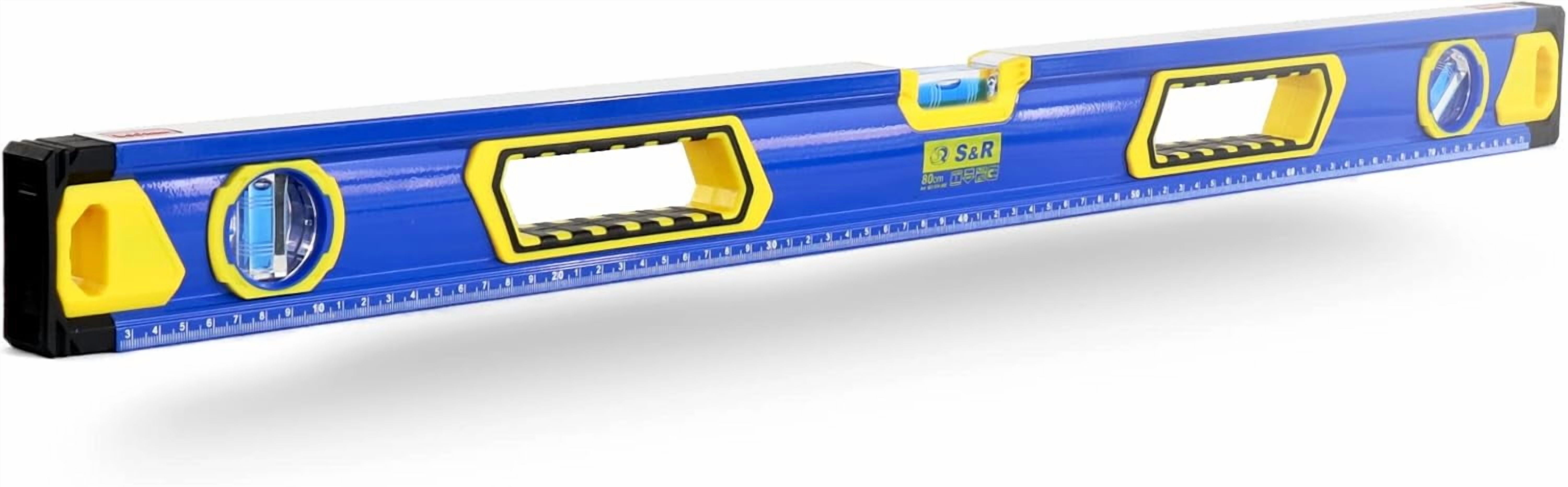 S&R Magnetic Spirit Level 80 cm with 3 Vials (Horizontal/Vertical/45 ...