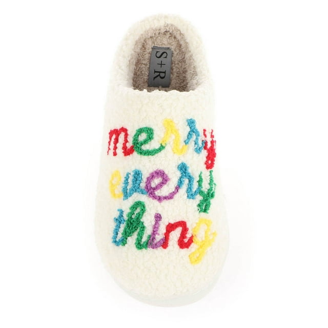 S+R Women's Holiday Graphic Cozy Slide Slipper - Walmart.com