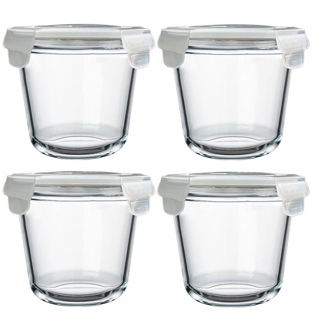 S.ROKE TTAN 4 Pack Glass Food Storage Containers, 3-Cup Large Soup ...