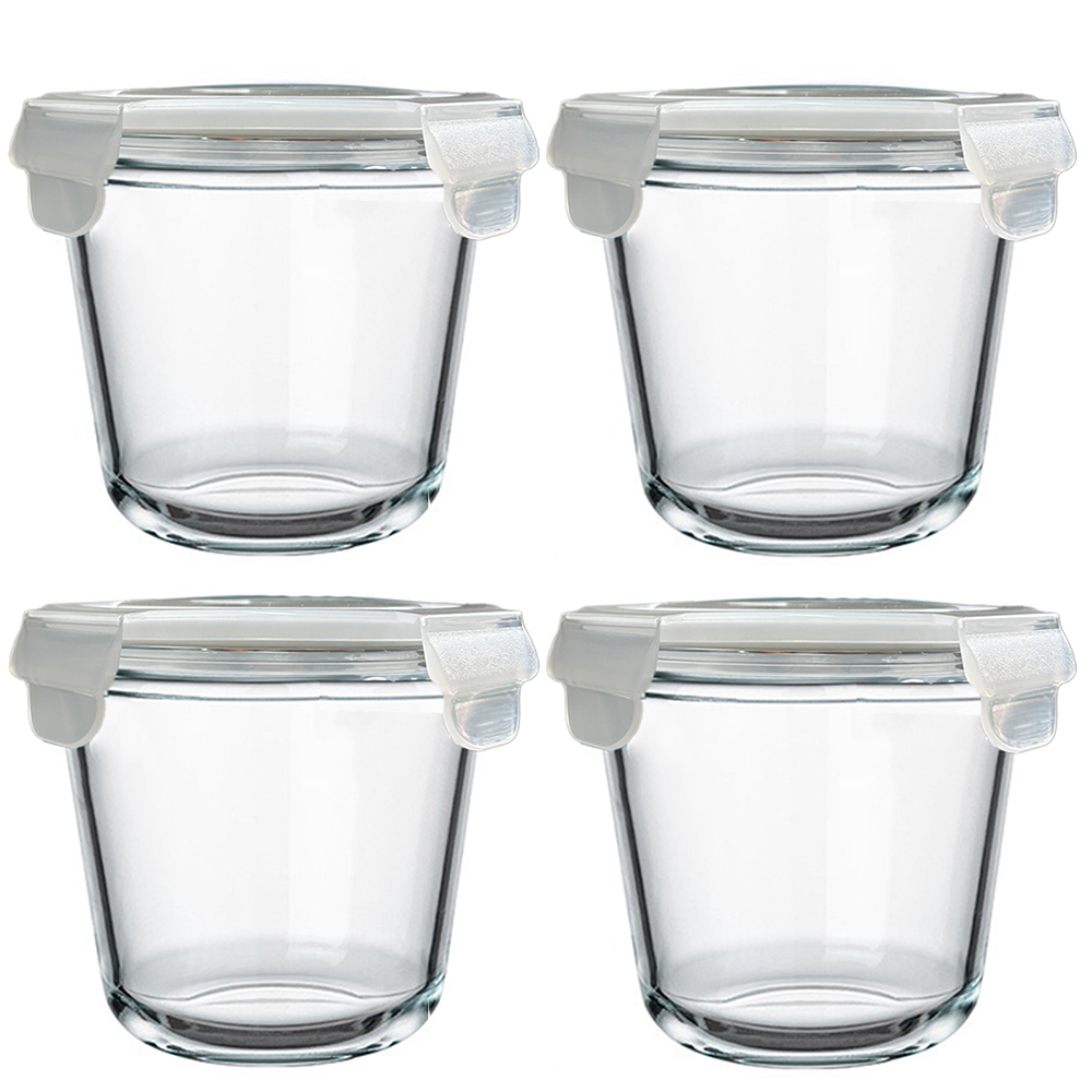 S.ROKE TTAN 4 Pack Glass Food Storage Containers, 3-Cup Large Soup ...