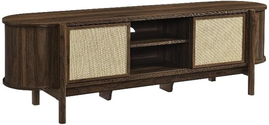 S Reid 61 Inch TV Stand in Walnut - Curved Oval Media Console with ...