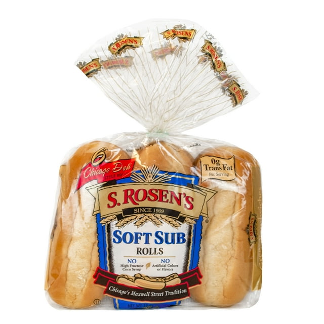 S.Rosen's Soft Sub Fresh Bread Rolls, 6 Count per Package, 15 oz ...
