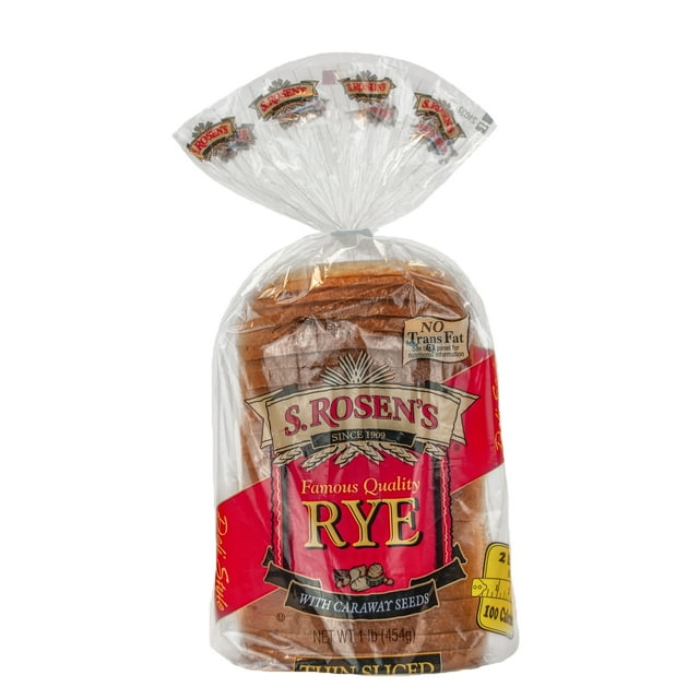 S. Rosen's Thin Sliced Rye Fresh Bread with Caraway Seeds, 16 oz. Loaf ...