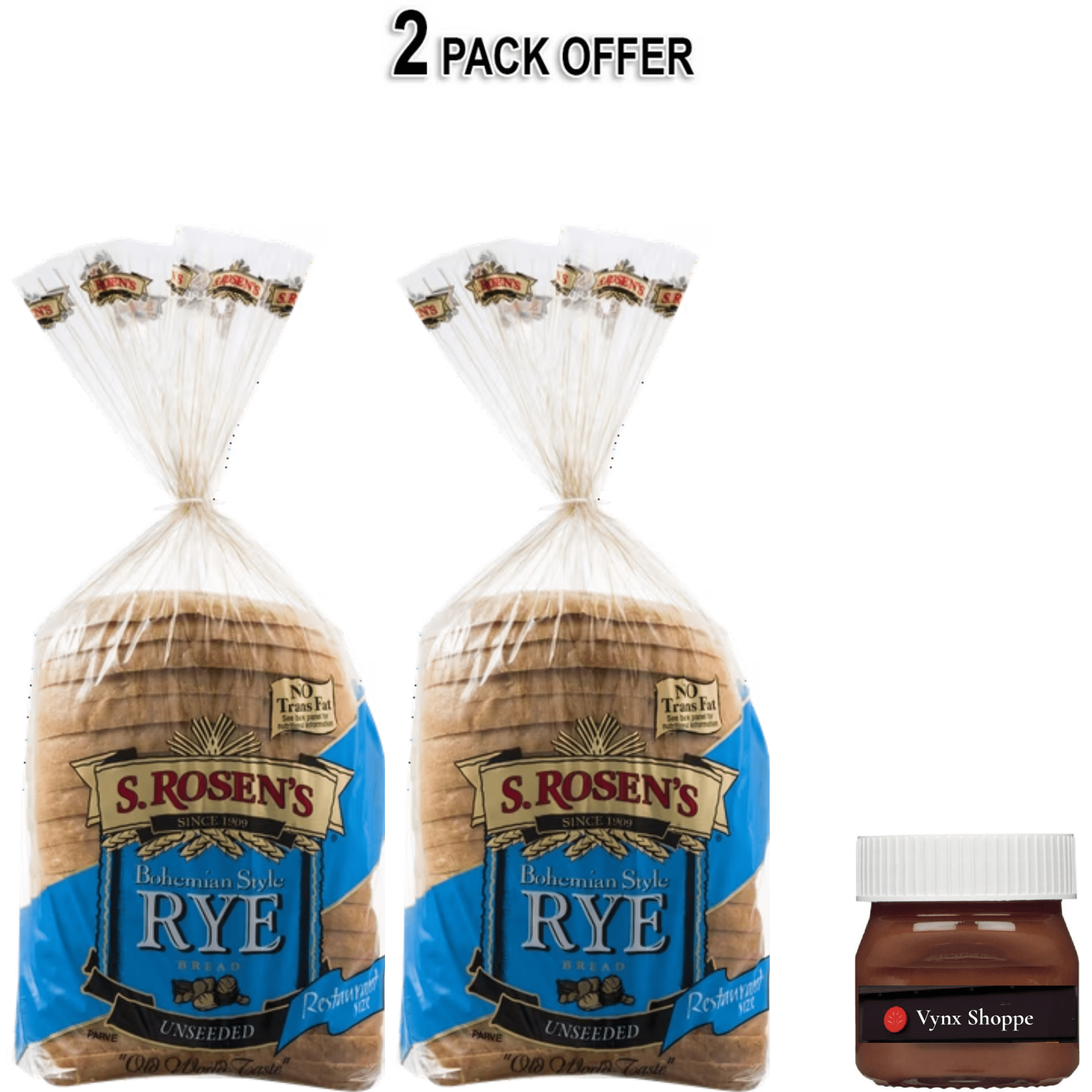 S. Rosen's Unseeded Deli & Bohemian Style Rye Fresh Bread, 24 oz ...