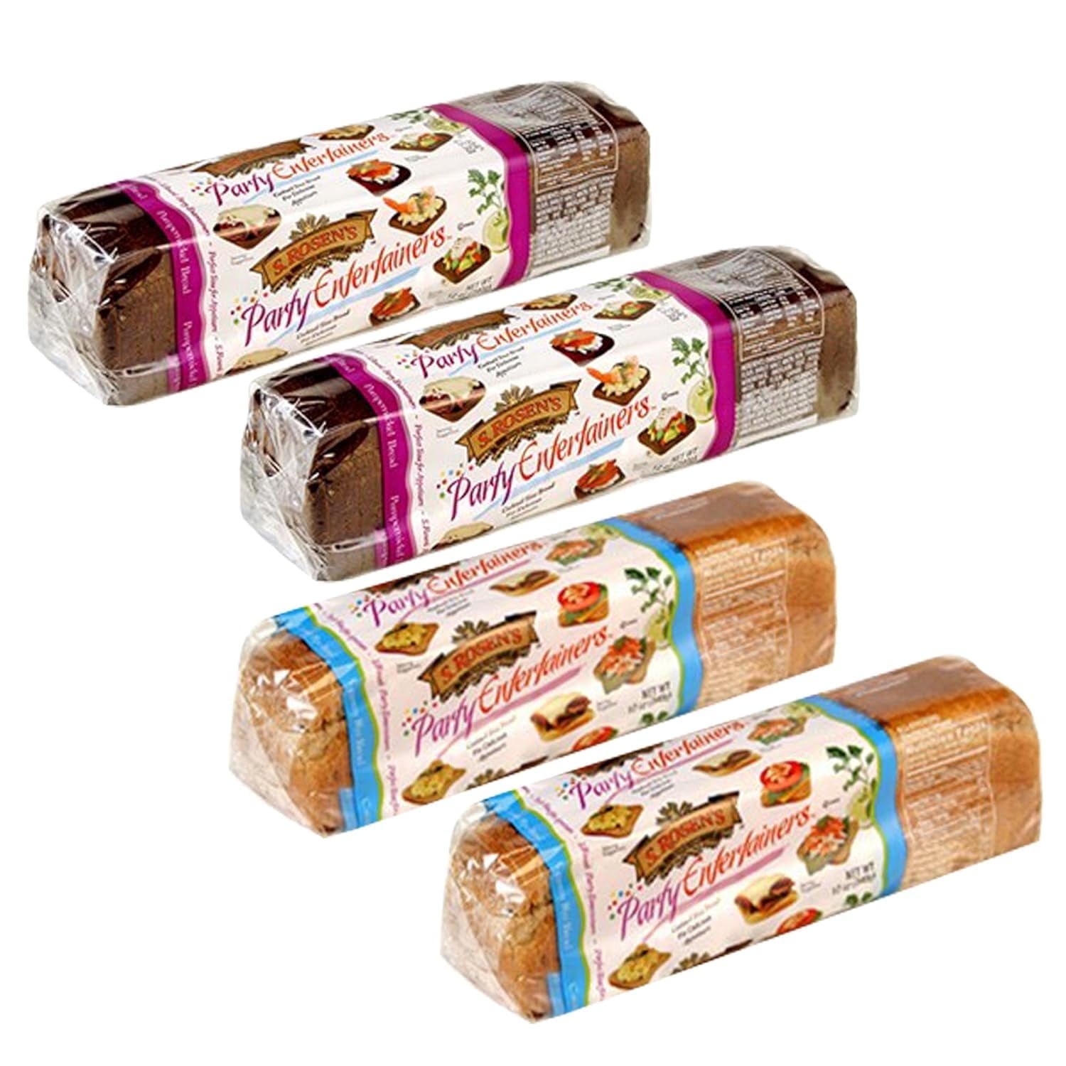 S. Rosens Cocktail Rye Bread Caraway & Pumpernickel-4 Pack of 2 Each ...
