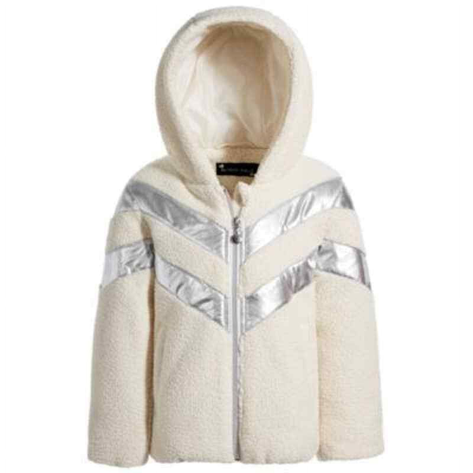 S. Rothschild & Co Big Girls Fleece Metallic Coat, Vanilla With Silver ...