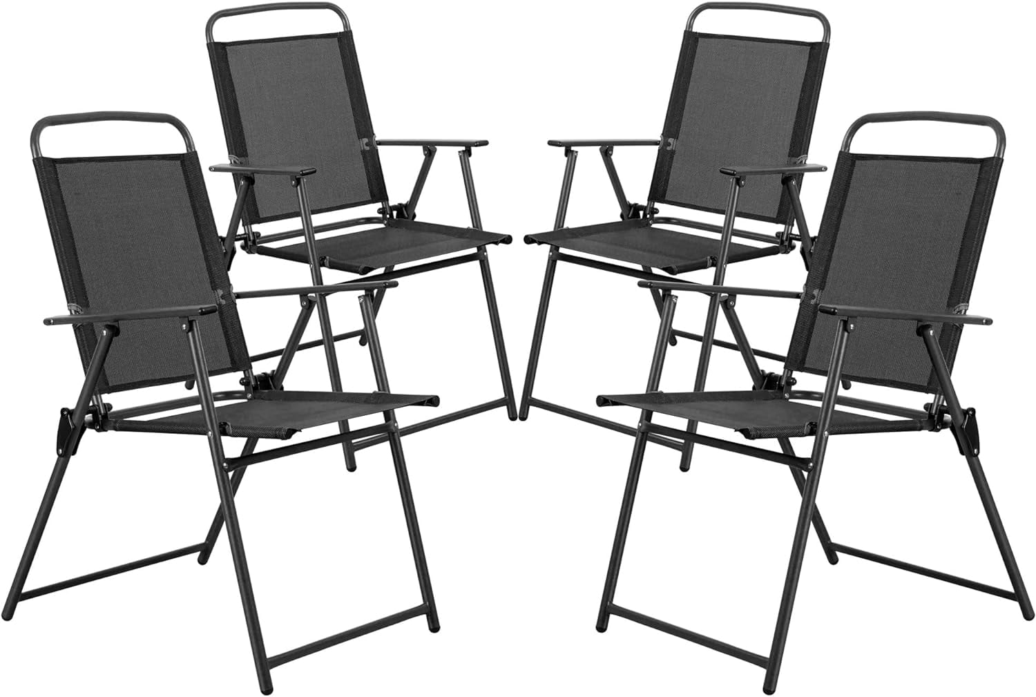 S S Dining Chairs Set of 4, Small Metal Outdoor Sling Chairs, S ...
