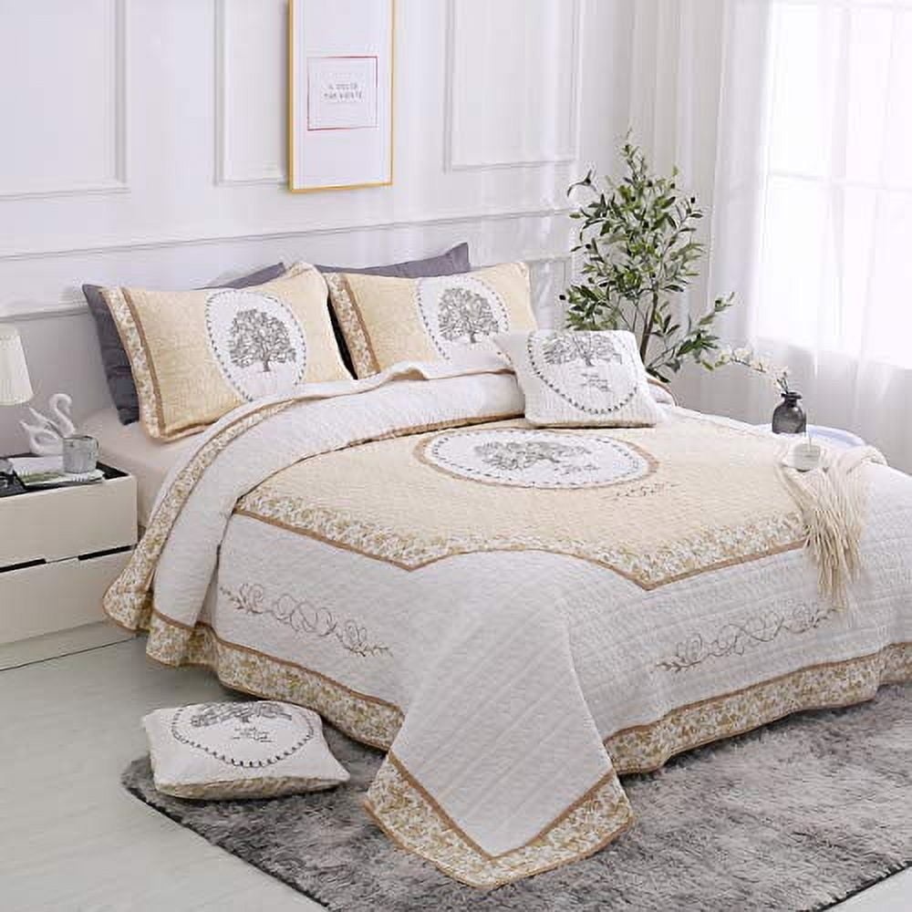 S&S Embroidered Tree of Life 100% Cotton 3-Piece Full/Queen Size Quilt ...