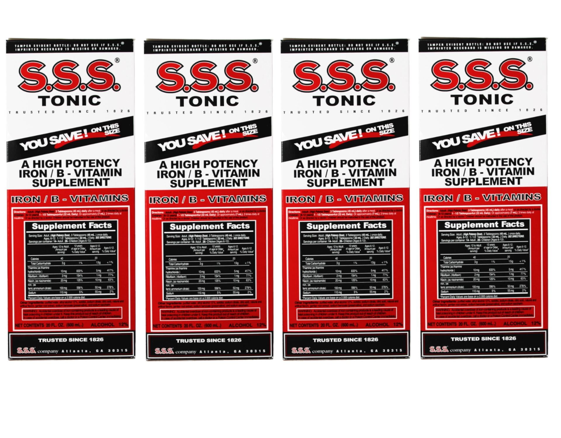 S.S.S. Tonic Liquid, Blood Iron and Vitamin Supplement, 20 oz Pack of 4 ...