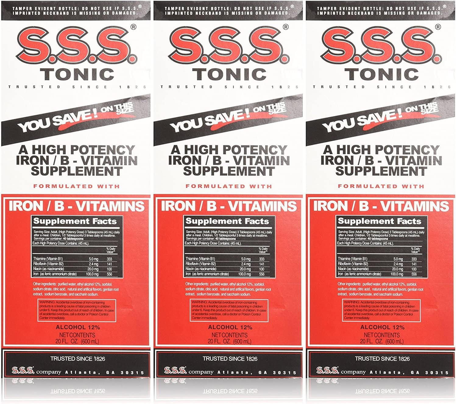 S.S.S. Tonic High Potency Iron/B-Vitamin and Mineral Supplement Liquid ...
