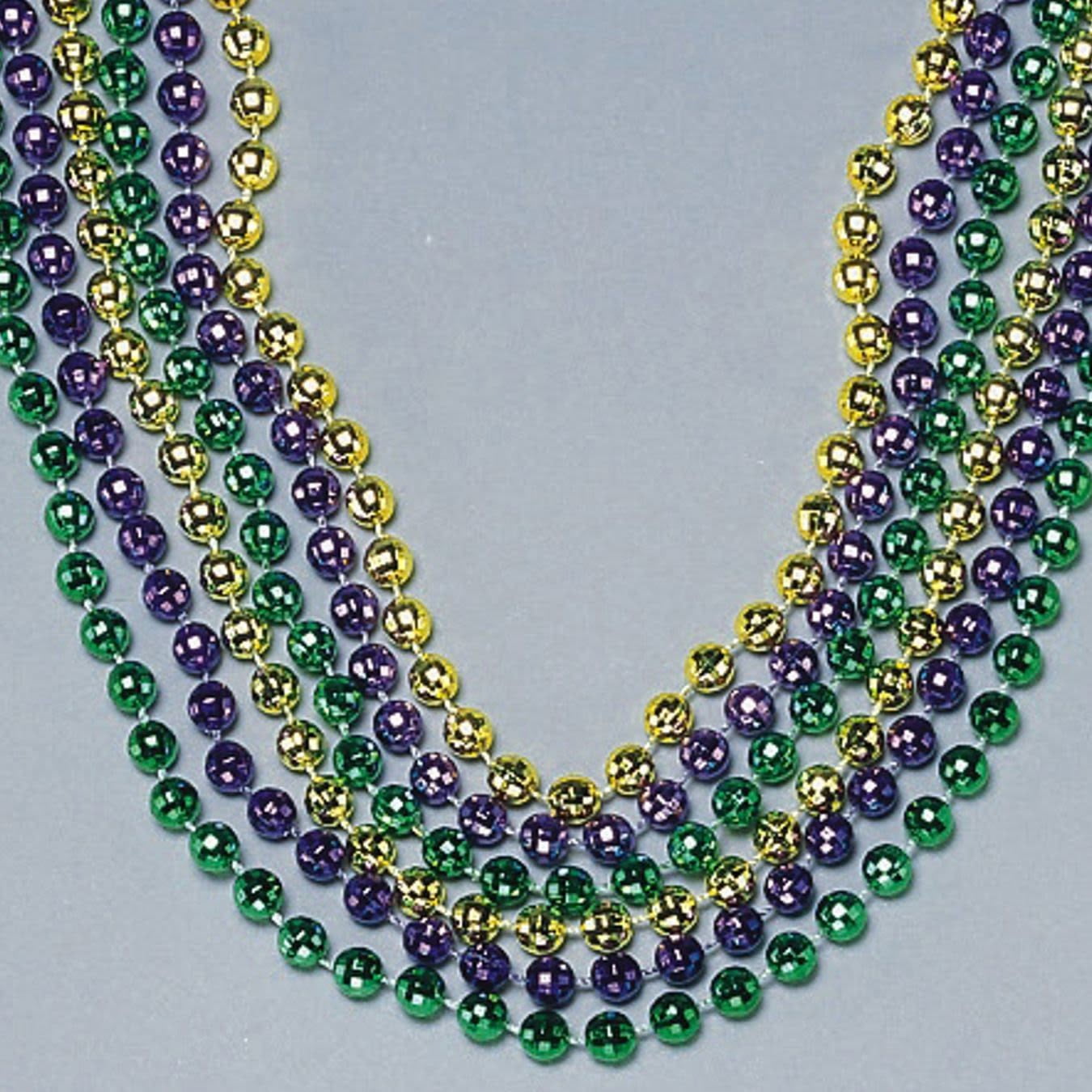 S&S Worldwide 33" Mardi Gras Party Bead Necklace with 7mm Mirror Ball ...